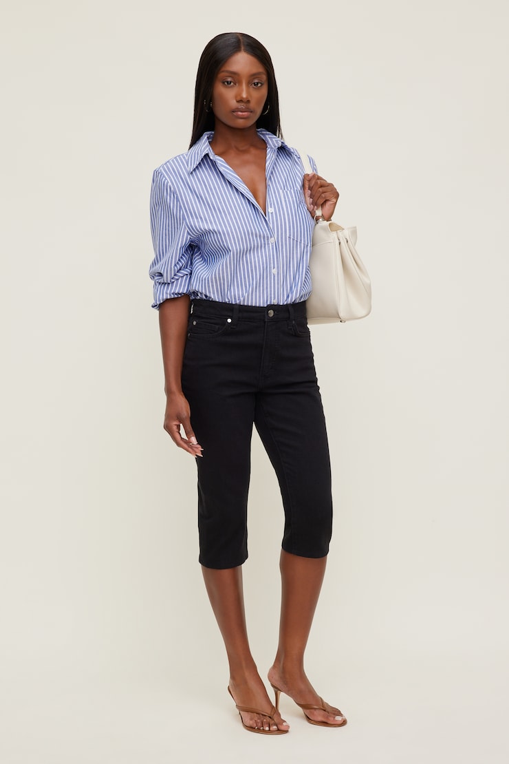 Jean capri extensible à taille haute Bleu | Dynamite