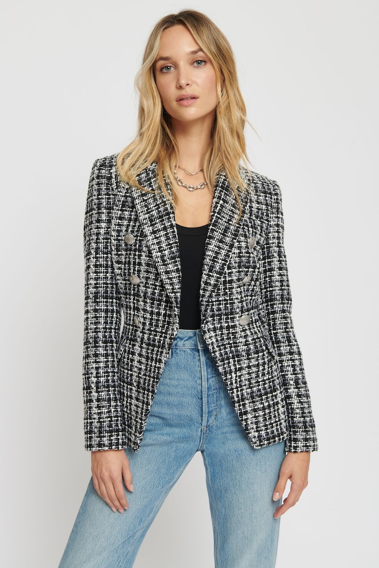Paloma Double-Breasted Tweed Blazer | Dynamite