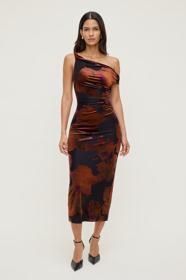 Robe maxi à effet usé Jayde RED | Dynamite