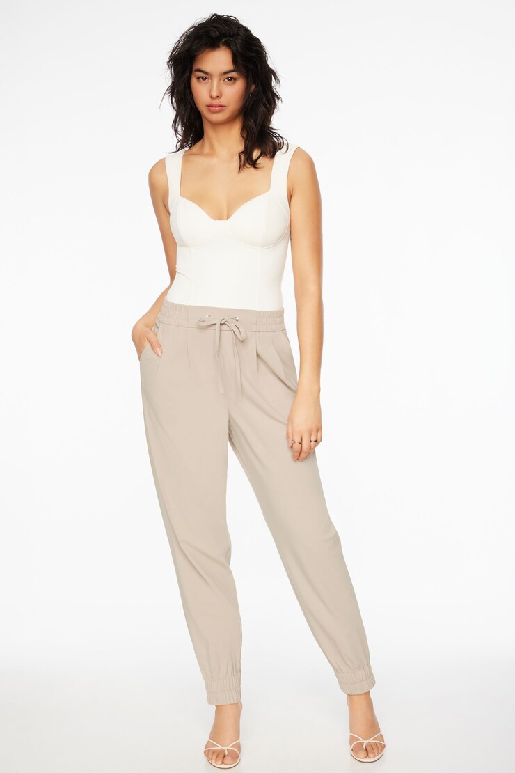 Sacha Twill Jogger Pants Beige | Dynamite