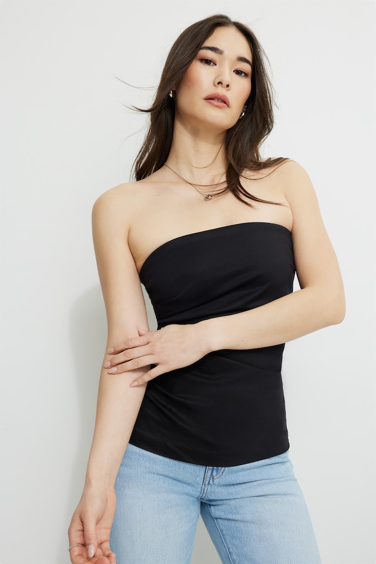 Pleated Tube Top Black | Dynamite